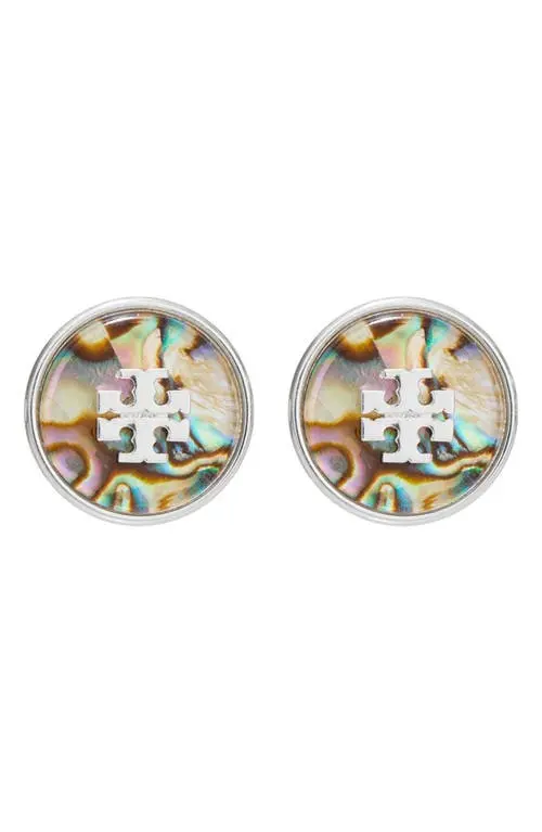 Tory Burch Abalone Stud Earrings - Light Silver/abalone
