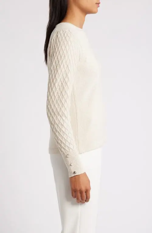 Anne Klein Metallic Mixed Stitch Cotton Blend Sweater