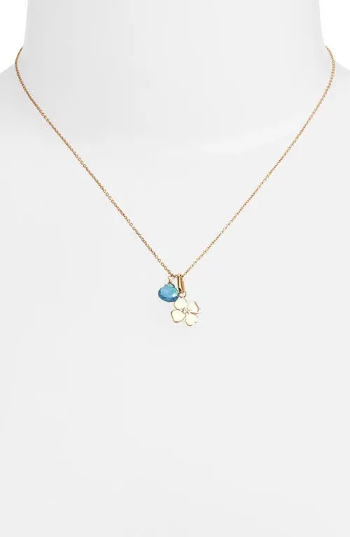 Anzie Yellow Gold Diamond And Topaz Love Letter Clover Pendant Necklace