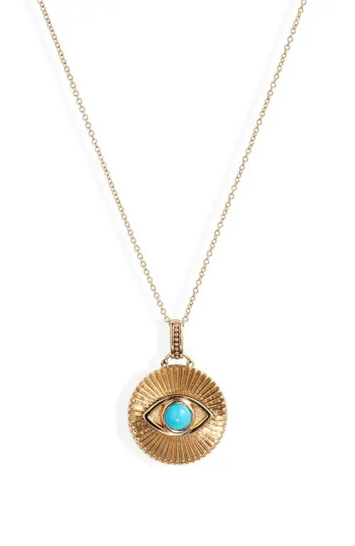 Anzie Classique Evil Eye Medallion Necklace - Turquoise/aqua