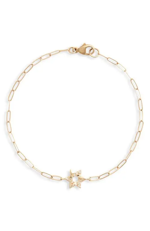 Anzie Pavé Star Of David Pendant Bracelet - Yellow Gold