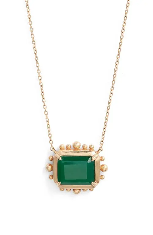 Anzie Dew Drop Carré Marine Pendant - Dark Green