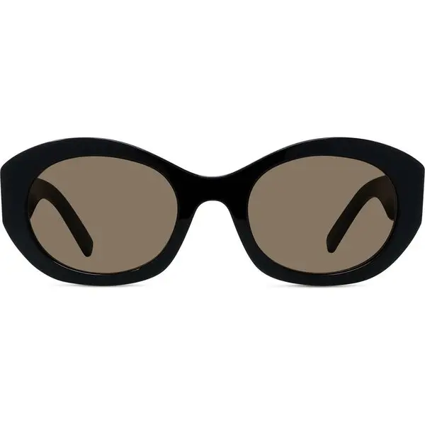 Givenchy 4g Oval Sunglasses - Shiny Black / Brown