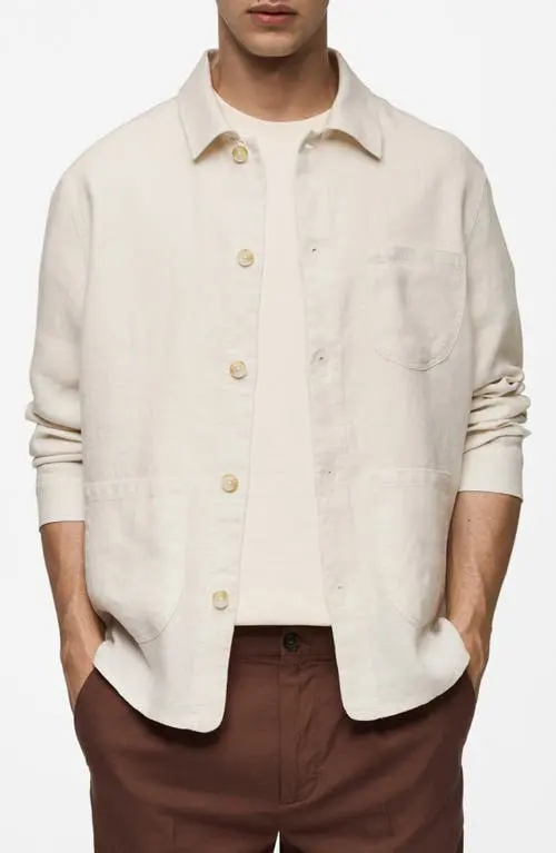 Mango Linen Button-up Overshirt