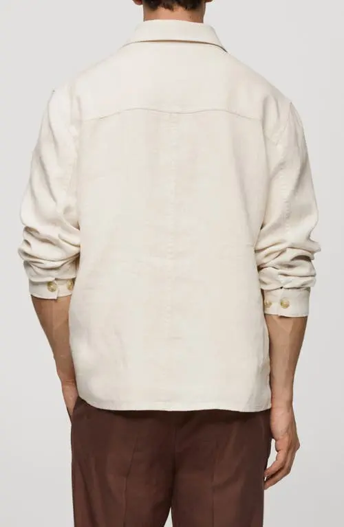 Mango Linen Button-up Overshirt