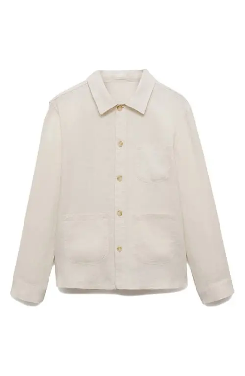 Mango Linen Button-up Overshirt