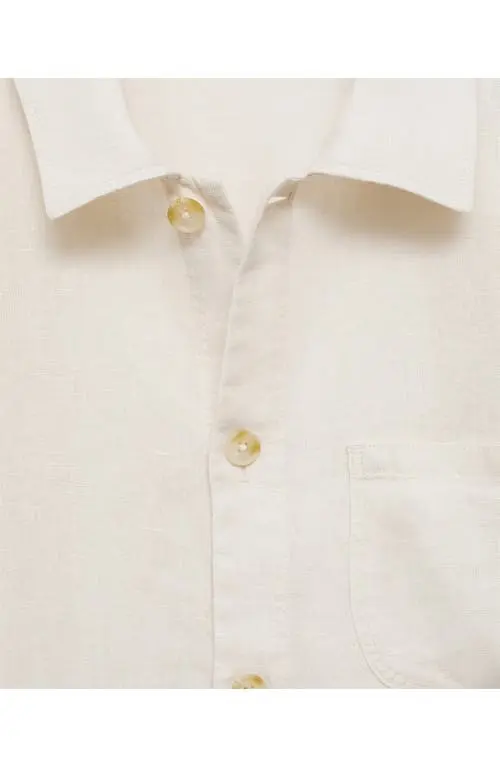 Mango Linen Button-up Overshirt