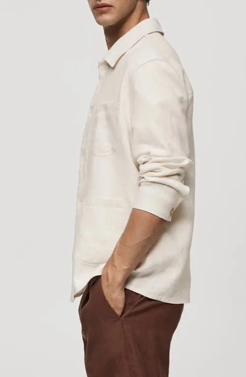 Mango Linen Button-up Overshirt