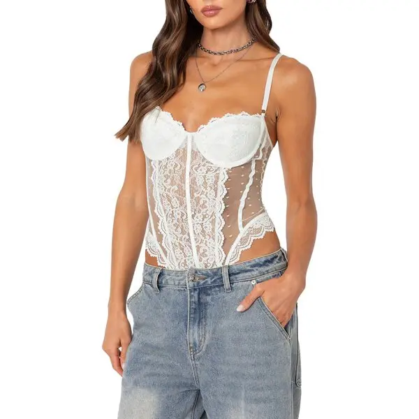 EDIKTED Cabaret Lace Bodysuit