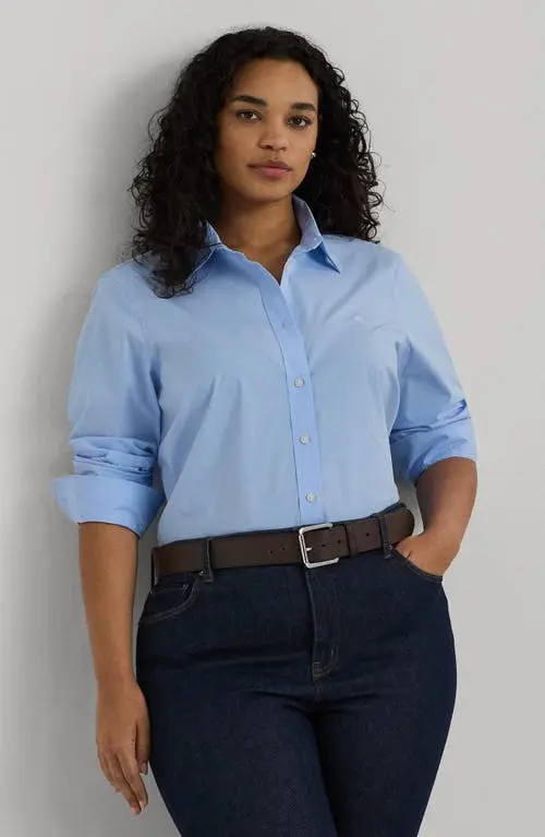 ralph lauren no iron dress shirt Ralph Lauren No-Iron Stretch Cotton Shirt - Blue