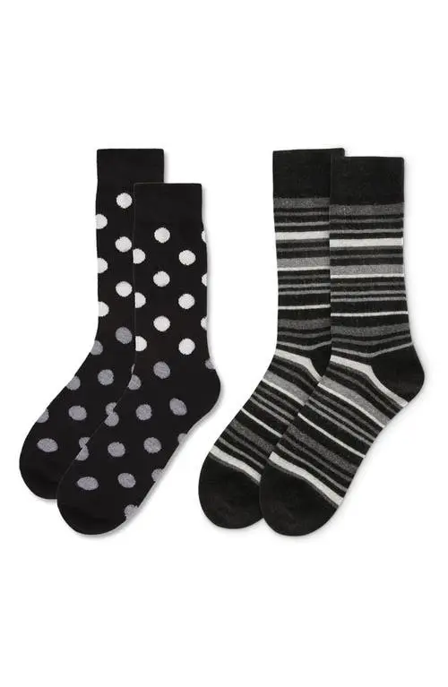 MEMOI Assorted 2-pack Crew Socks - Black-black