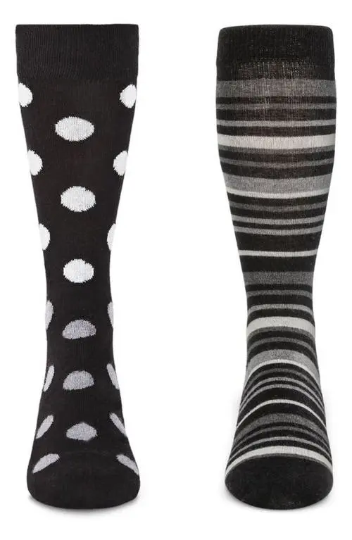 MEMOI Assorted 2-pack Crew Socks - Black-black