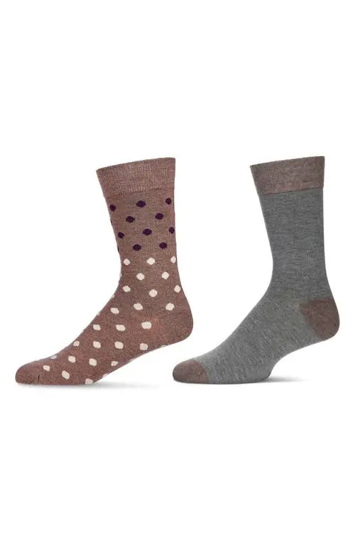MEMOI Assorted 2-pack Crew Socks - Brown
