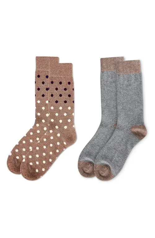 MEMOI Assorted 2-pack Crew Socks - Brown