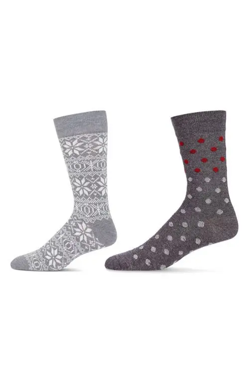 MEMOI Assorted 2-pack Crew Socks - Dark Gray Heather