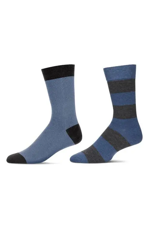 MEMOI Assorted 2-pack Crew Socks - Denim Heather