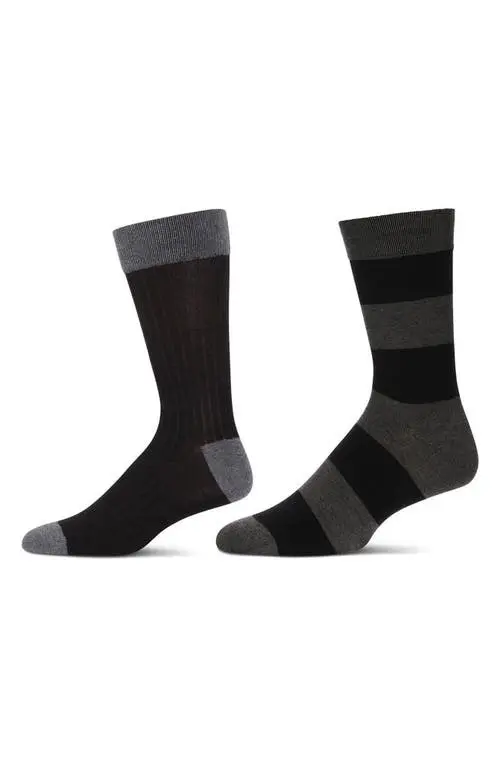 MEMOI Assorted 2-pack Crew Socks - Gray-black