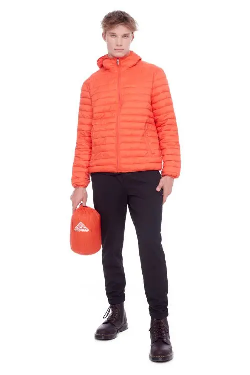 ALPINE NORTH Vegan Down Lightweight Packable Puffer Jacket With Bag - Tangerine