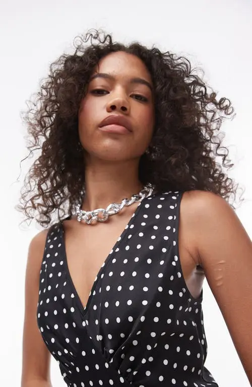 topshop black polka dot dress Topshop + Polka Dot Lace Satin Slip Dress