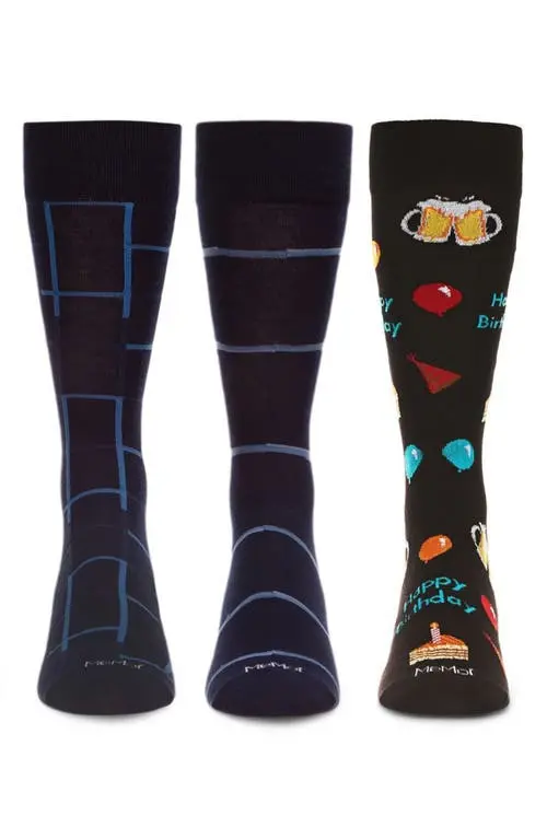 MEMOI Happy Birthday Crew Socks 3-pack