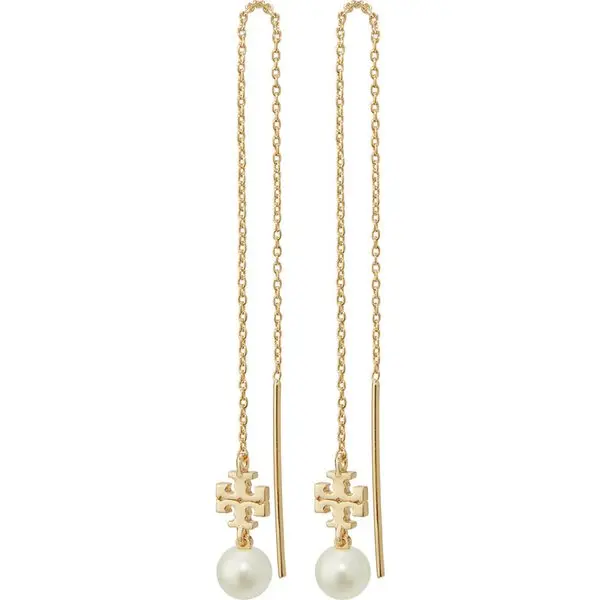 Tory Burch Kira Imitation Pearl Threader Drop Earrings - Tory Gold/pearl