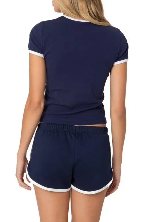 EDIKTED California Crop Graphic T-shirt - Navy