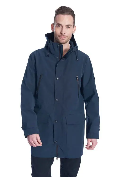 ALPINE NORTH Weather-resistant Storm Jacket With Drawstring Hood - Navy