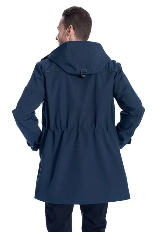 ALPINE NORTH Weather-resistant Storm Jacket With Drawstring Hood - Navy