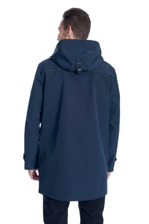 ALPINE NORTH Weather-resistant Storm Jacket With Drawstring Hood - Navy