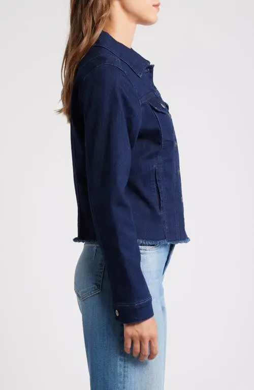 NIC+ZOE Essential Fray Hem Denim Jacket - Twilight
