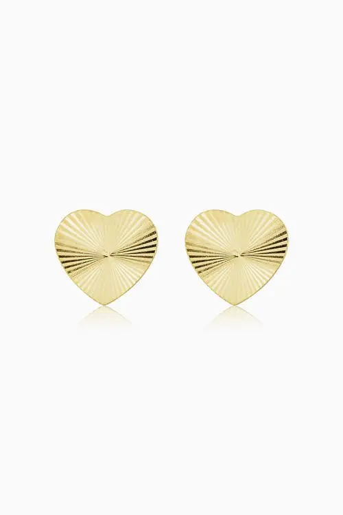 ORADINA 14k Heart Stud Earrings - Yellow Gold