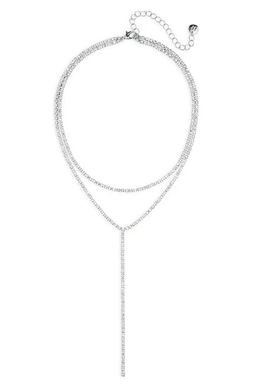 Bp. Rhinestone Layered Y-necklace - Rhodium