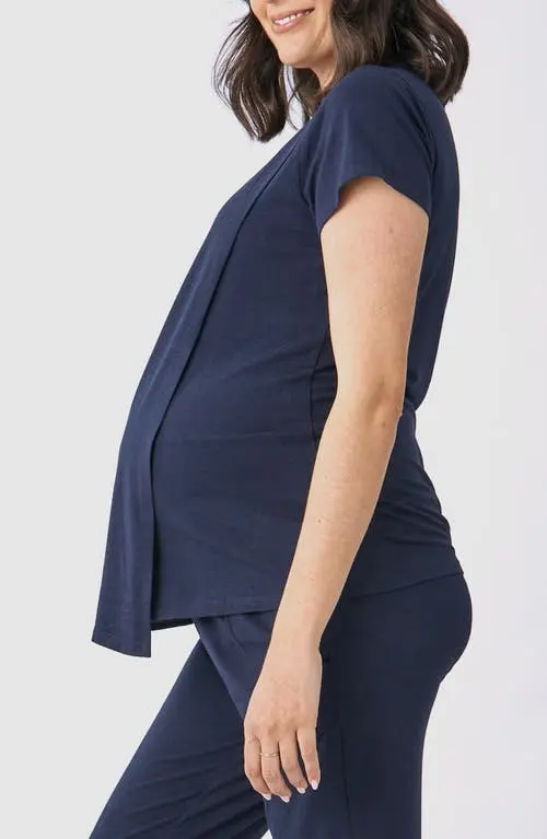 ANGEL MATERNITY Petal Nursing Top - Navy