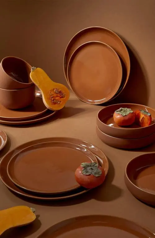 GHARYAN STONEWARE Tunisian 12pc Dinnerware Set - Terracotta