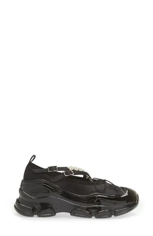 Simone Rocha Crisscross Strap Tracker Sneakers - Black/clear/pearl