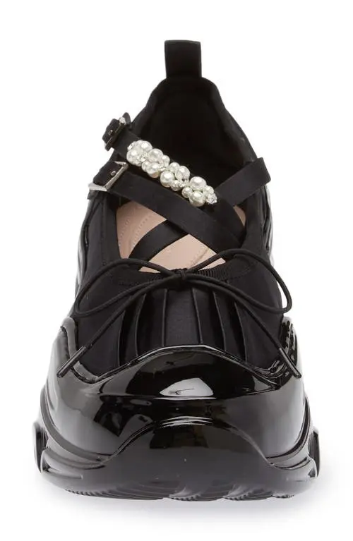 Simone Rocha Crisscross Strap Tracker Sneakers - Black/clear/pearl