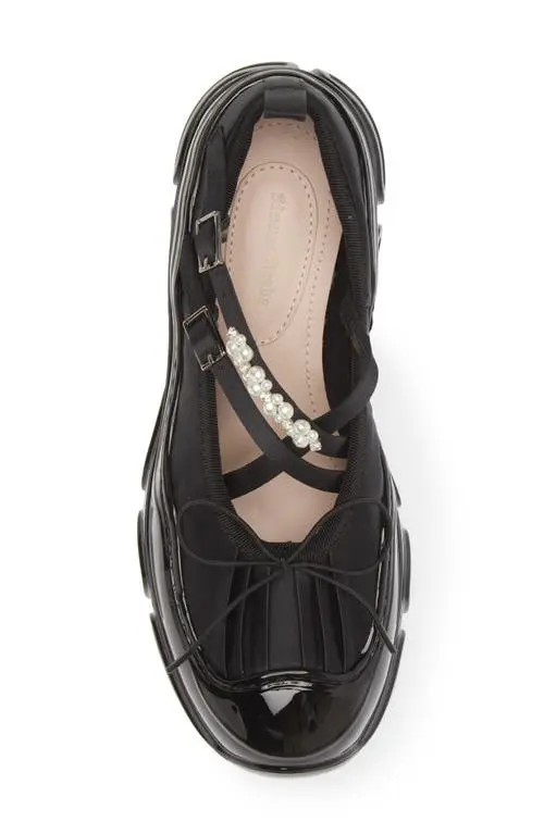 Simone Rocha Crisscross Strap Tracker Sneakers - Black/clear/pearl