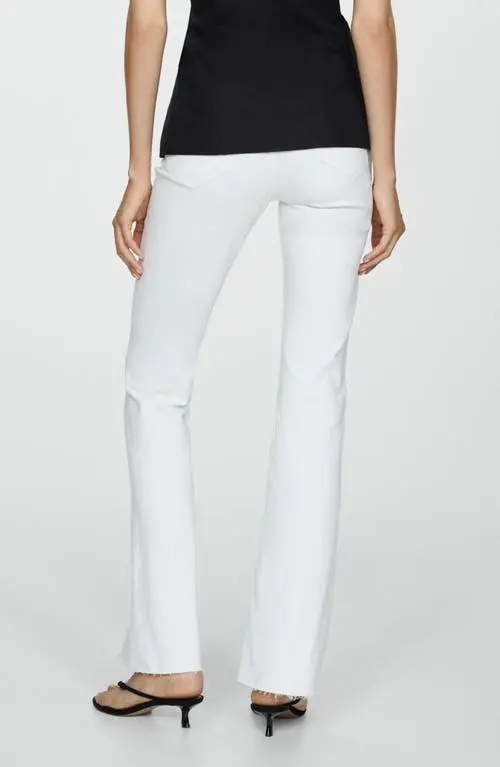 Mango Frayed Mid-rise Flare Jeans - White