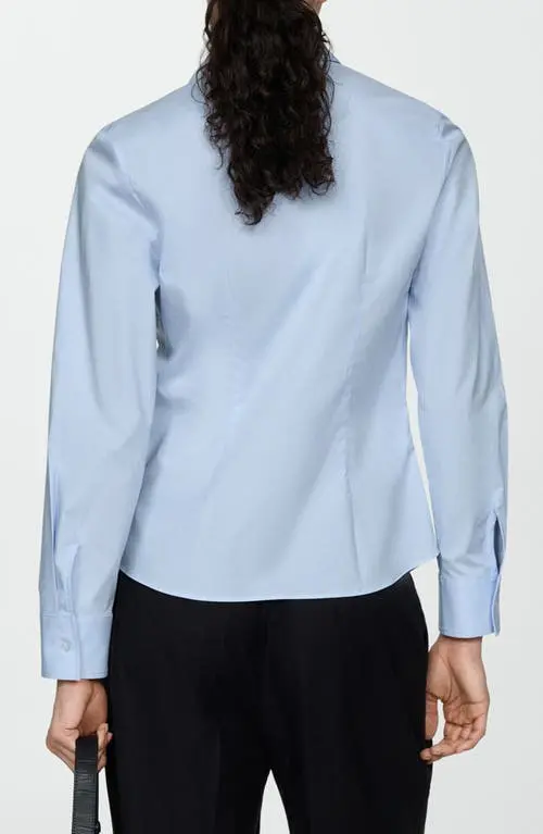 Mango Fitted Button-up Shirt - Sky Blue