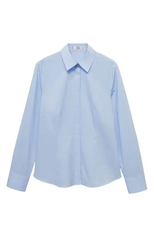 Mango Fitted Button-up Shirt - Sky Blue
