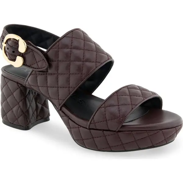 Aerosoles Quilted Platform Sandals - Deep Aubergine Leather