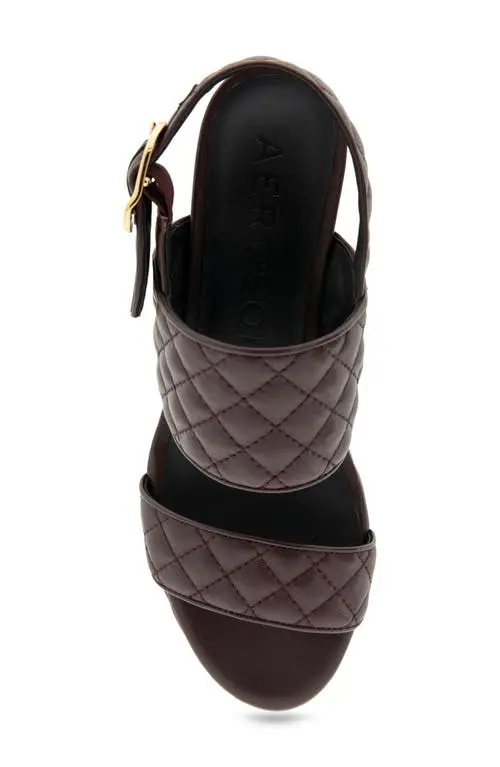 Aerosoles Quilted Platform Sandals - Deep Aubergine Leather