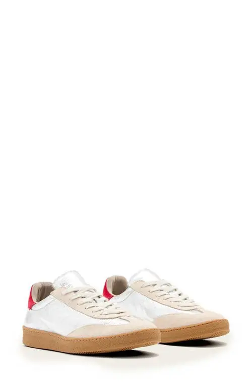 ALLSAINTS Thelma Metallic Sneakers - Silver/red