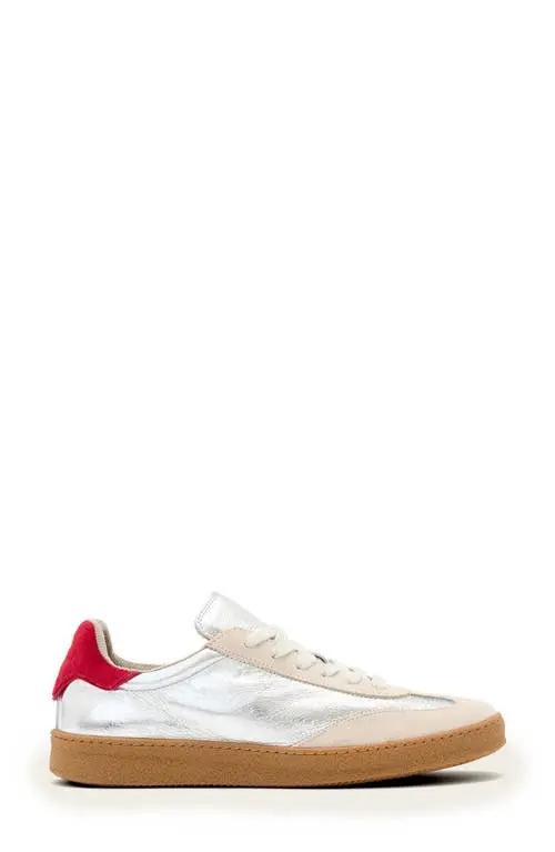 ALLSAINTS Thelma Metallic Sneakers - Silver/red