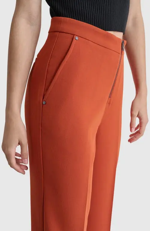 Dkny Double Weave Wide Leg Trousers - Russet