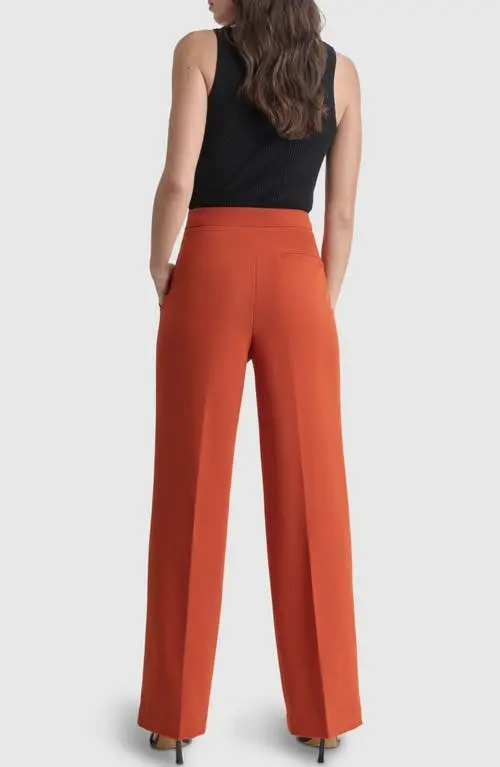 Dkny Double Weave Wide Leg Trousers - Russet