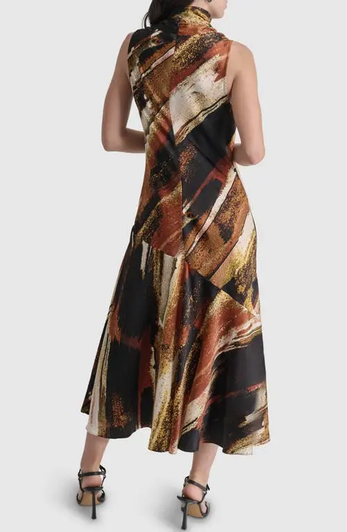 Dkny Print Tie Neck Dress - Paint Stroke