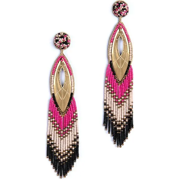 Deepa Gurnani Merliah Beaded Drop Earrings - Fuchsia