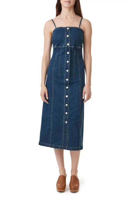 Habitual Button-up Denim Midi Dress