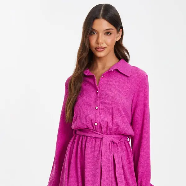 QUIZ Textured Jersey Shirt Dress
